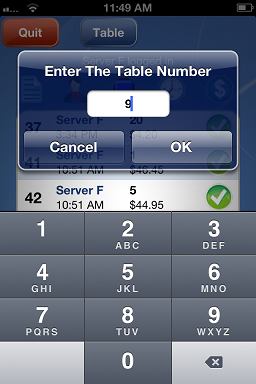 Starting a New Order with Table Access